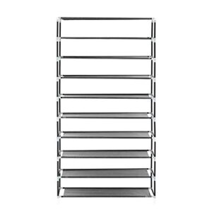 Baisha 10 Tiers Shoe Rack with Dustproof Cover Closet Shoe Storage Cabinet Organizer, Space Saving Portable Shoe Rack Hold up to 45-Pair (Gray)