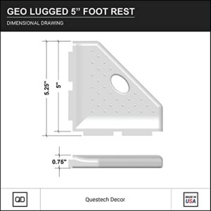 Questech Décor 5 Inch Shower Footrest, Wall Mounted Corner Shower Shaving Shelf, Lugged For New Construction, Corner Shower Shelf Caddy For Tiled Shower Walls, 5 Inch Geo Lugged, Graphite Black