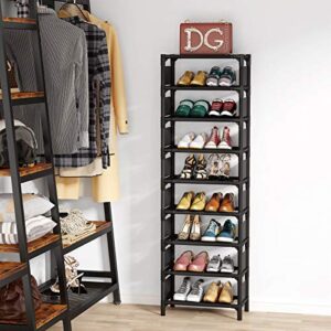 tribesigns vertical shoe rack, 9 tiers narrow shoe shelf 18 pairs slim shelf for shoes narrow shoe rack for small space