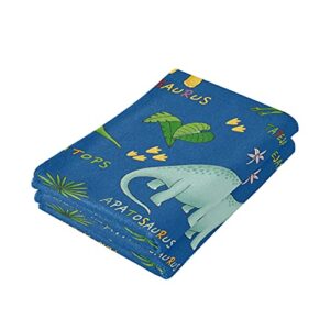 Giwawa Dinosaur Hand Towel Set of 2, Absorbent Navy Blue Dino Bath Towels Soft Cute Animal Fingertip Towel Fast Dry Terry Towel for Boys Kids Man in Bathroom Kitchen Yoga Gym Spa Decor 28.3x14.4in