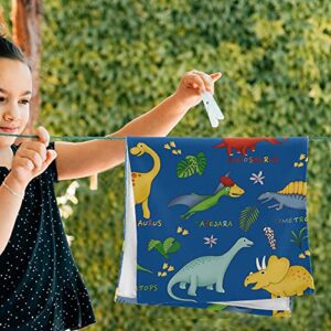 Giwawa Dinosaur Hand Towel Set of 2, Absorbent Navy Blue Dino Bath Towels Soft Cute Animal Fingertip Towel Fast Dry Terry Towel for Boys Kids Man in Bathroom Kitchen Yoga Gym Spa Decor 28.3x14.4in