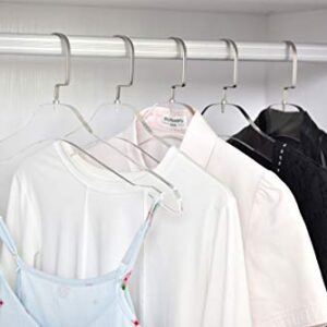 Quality Clear Acrylic Clothing Hangers – 5-Pack, Stylish Clothes Hanger with Silver Hooks - Coat Hanger for Dress, Suit - Closet Organizer Adult Hangers - Space Saving Cloth Hangers (Silver Hook, 5)