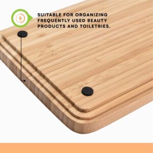 Bamboo Vanity Tray - Bathroom Decor Organizer for Counter - Modern Home Decor Organization Set for Soap Dispenser Candle Jewellery Perfume - 12in x 6in