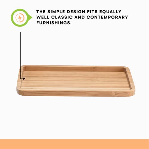 Bamboo Vanity Tray - Bathroom Decor Organizer for Counter - Modern Home Decor Organization Set for Soap Dispenser Candle Jewellery Perfume - 12in x 6in