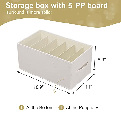 Grisofaa Wardrobe Clothes Organizer for Folded Clothes,Clothing Organizer and Jeans Organizer for Closet Use to Jeans Pants T-Shirts Leggings Built-in PP Board(Beige-2PCS)