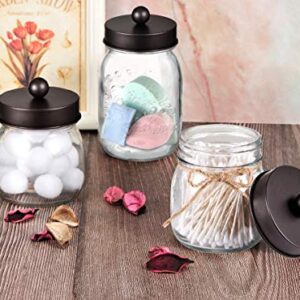 Mason Jar Apothecary Storage Lids - Jars NOT Included - Bathroom Accessory Lids for Modern Farmhouse Bathroom Decor - Rustproof Stainless Steel Lid with Waterproof Stickers / 2-Pack (Bronze)