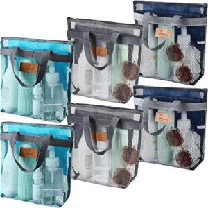 tudomro mesh shower tote bag caddy quick dry hanging shower for college dorm room essential large beach travel games sports bathroom gym swimming (6 pcs)