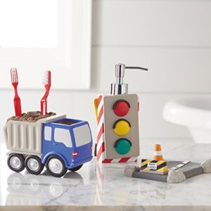 dream FACTORY Trains and Trucks 3-Piece Bath Accessories Set, Grey