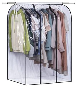 sleeping lamb 50'' extra large clear hanging garment bags for closet storage bottom enclosed garment rack cover sealed wardrobe clothes protector for coats, suits, dresses （not including frame）