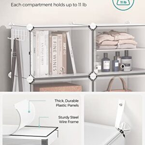 SONGMICS Interlocking Shoe Rack, Plastic Shoe Storage Cabinet, 6-Slot Modular Storage Organizer Unit, 11.8 x 15.7 x 11.8 Inches for Each Slot, with Doors, Steel Frame, Plastic Panel, White ULPC033W01