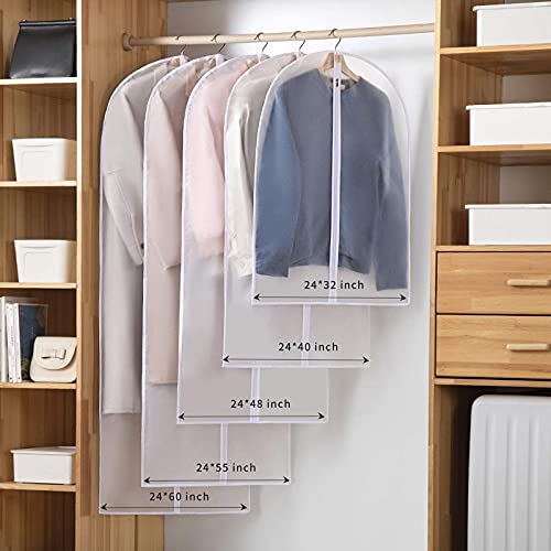 Perber Hanging Garment Bags Clear Suit Bag (Set of 12) Lightweight Dust-Proof Clothes Cover Bags with Full Zipper for Closet Storage and Travel -24'' x 32''/12 Pack