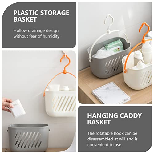 DOITOOL Plastic Hanging Shower Caddy Basket: Connecting Organizers Storage Basket with Hook for Bathroom Kitchen Pantry Bathroom Dorm Room（9.1x5.5x5.1inch）