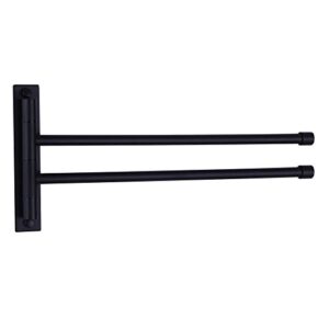 gerzwy bathroom swing arm towel bars 2-arm wall mount stainless steel bath towel rack hanger towel holder organizer matte black hyg02-bk