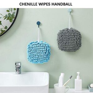 HOSTK 4PCS Chenille Hand Towels Ball Hanging Hand Towel Soft Absorbent Microfiber Coral Velvet Hand Wipe Cleaning Cloth for Bathroom Kitchen