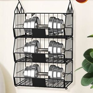 REFLYING 3 Tier Foldable Closet Organizer, Closet Organizers and Storage with 4 S Hooks,Kids Closet Organizers and Storage,Closet Hanging Basket,Metal Drawers for Closet,Black