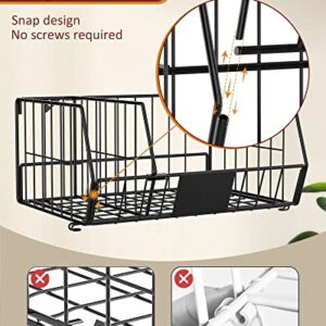 REFLYING 3 Tier Foldable Closet Organizer, Closet Organizers and Storage with 4 S Hooks,Kids Closet Organizers and Storage,Closet Hanging Basket,Metal Drawers for Closet,Black