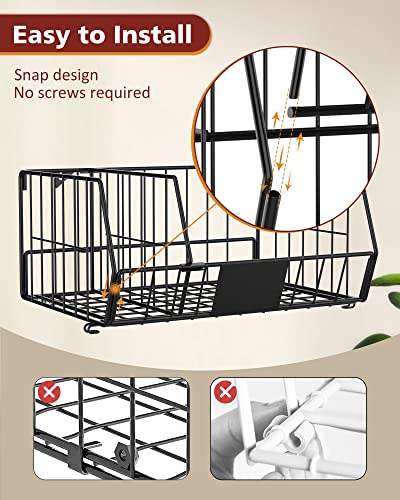 REFLYING 3 Tier Foldable Closet Organizer, Closet Organizers and Storage with 4 S Hooks,Kids Closet Organizers and Storage,Closet Hanging Basket,Metal Drawers for Closet,Black