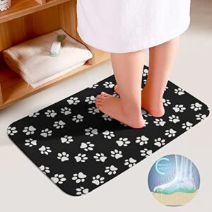 SEPTYK Animal Paw Print Bathroom Rugs Sets 3 Piece Absorbent Soft Non-Slip Bath Mat U-Shaped Pad and Toilet Lid Cover Washable Bathroom Decoration 19.7"x31.5"