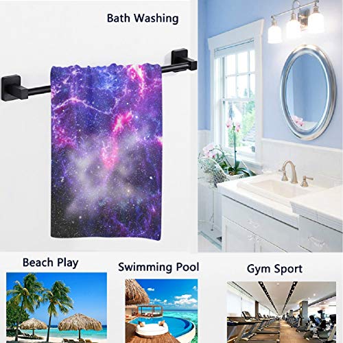 Naanle Magic Outer Space Beautiful Nebula Print Soft Bath Towel Highly Absorbent Large Hand Towels Multipurpose for Bathroom, Hotel, Gym and Spa (16 x 30 Inches)