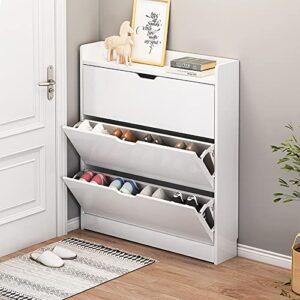 u&q modern shoe cabinet with hidden shoe rack,entryway cabinet large capacity shoe storage organizer,creative closet shoe cubby decorative furniture-white 80x17x116cm(31x7x46inch)