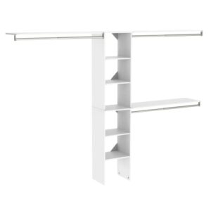 closetmaid suitesymphony wood closet organizer kit with tower, 3 hang rods, top shelves, adjustable, fits spaces 5 - 9 ft. wide, pure white