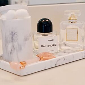 8 PCS White Marble Resin Bathroom Accessory Set, Modern Marble Bathroom Set - Bathroom Soap Dispenser and Toothbrush Holder Set, Tumbler, Soap Dish, Cotton Jar, Amenity Tray, Tissue Box & Waste Basket