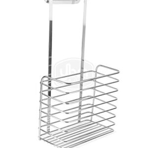 YBM HOME Multipurpose Over The Door Storage Basket Caddy - Works as a Kitchen Cabinet Organizer, Wine Holder, Bathroom Shower Caddy Tray, Storage Bags, Cleaning Supplies, 2-Pack Chrome 2217