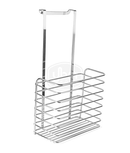 YBM HOME Multipurpose Over The Door Storage Basket Caddy - Works as a Kitchen Cabinet Organizer, Wine Holder, Bathroom Shower Caddy Tray, Storage Bags, Cleaning Supplies, 2-Pack Chrome 2217