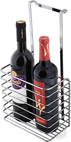 YBM HOME Multipurpose Over The Door Storage Basket Caddy - Works as a Kitchen Cabinet Organizer, Wine Holder, Bathroom Shower Caddy Tray, Storage Bags, Cleaning Supplies, 2-Pack Chrome 2217