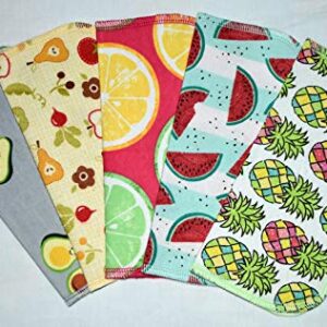 1 Ply Printed Flannel Little Wipes 8x8 Inches Set of 5 Farmers Market