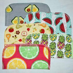 1 Ply Printed Flannel Little Wipes 8x8 Inches Set of 5 Farmers Market