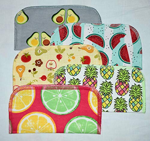 1 Ply Printed Flannel Little Wipes 8x8 Inches Set of 5 Farmers Market