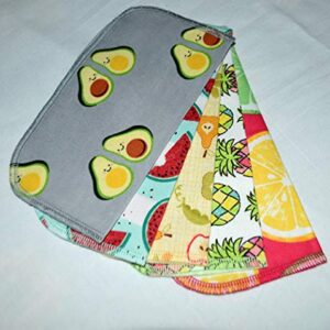 1 Ply Printed Flannel Little Wipes 8x8 Inches Set of 5 Farmers Market