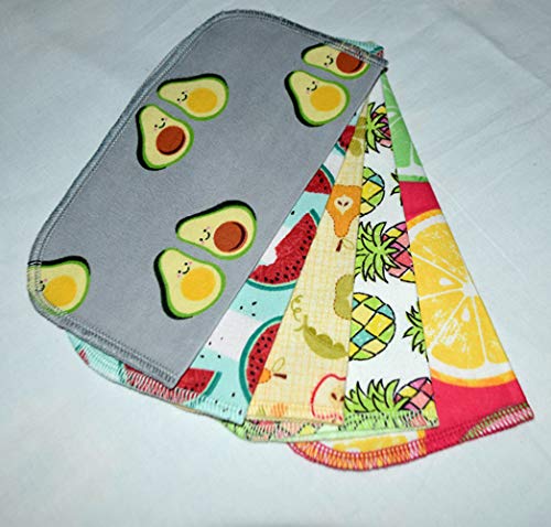 1 Ply Printed Flannel Little Wipes 8x8 Inches Set of 5 Farmers Market