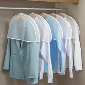 Shoulder Covers Plastic Hanger Covers for Clothes (Set of 12) Closet Clothes Protectors Breathable Clear Jacket Cover with 2" Gusset for Suit, Coat, Jackets, Blouses, Dress - 24'' x12" x2''/12 Pack