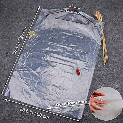 10Pcs Transparent Plastic Garment Covers 35.4inch Hanging Clothes Dust-Proof Protector Bags Suitable for Home Storage Clothing Stores & Dry Cleaning Laundrette.