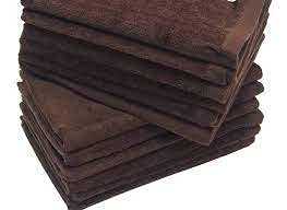 6 PACK - FINGERTIP TOWELS 11X18 TERRY-VELOUR TOWELS 100% COTTON (DARK BROWN)