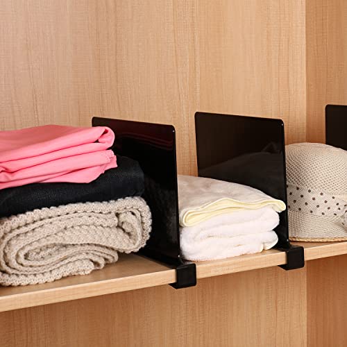 Sooyee 8 Pack Black Acrylic Shelf Dividers, Perfect Perfect for Closets Kitchen Bedroom Shelving Organization to Organize Clothes Closet Shelves, Books,Towels and Hats, Purses Separators