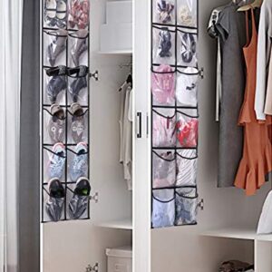 MISSLO Over The Narrow Door Shoe Organizer with 12 Crystal Pockets Hanging Closet Door (2 Packs, White)