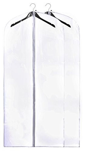 Clear Vinyl Garment Bag - Protect Your Clothing While Traveling and Dust Free While Hanging in Your Closet. These Garment Bags are Ideal for Coats, Suits, Dresses or Gowns - Set of 2 (24 X 54 Inches)