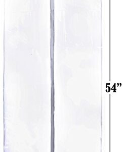 Clear Vinyl Garment Bag - Protect Your Clothing While Traveling and Dust Free While Hanging in Your Closet. These Garment Bags are Ideal for Coats, Suits, Dresses or Gowns - Set of 2 (24 X 54 Inches)