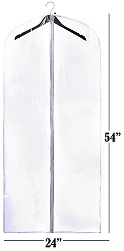 Clear Vinyl Garment Bag - Protect Your Clothing While Traveling and Dust Free While Hanging in Your Closet. These Garment Bags are Ideal for Coats, Suits, Dresses or Gowns - Set of 2 (24 X 54 Inches)