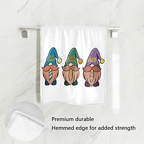 Tamniee Father Day Gnomes Hand Towels Love Dad Decor Kitchen Dish Towel Quality Premium Bathroom Washcloth 30 x 15 Inches for Beach Guest Hotel Spa Gym Sport Yoga Home