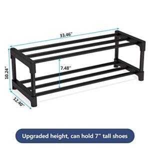 Tribesigns 2 Tiers Shoe Rack 7.48" Tall Stackable Shoe Shelf Storage Organizer Large Capacity 33.46" x 12.40" x 10.24" for Shoes, Short Boots, Entryway, Hallway, and Short Wardrobe