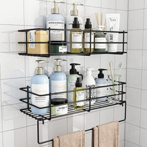 wecvlag 6 piece shower caddy set, shower shelves with adhesive hooks, no drilling stainless steel shower rack, wall mounted rustproof shower organizer storage for bathroom, kitchen