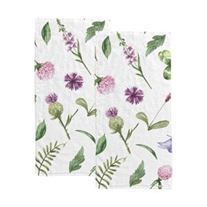 vantaso bath hand towels set of 2 purple wild flowers soft and absorbent washcloths kitchen hand towel for bathroom hotel gym spa