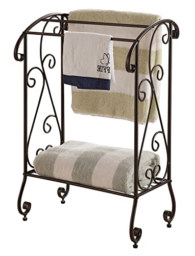 Kings Brand Furniture - Coffee Brown Metal Free Standing Towel Rack Stand with Shelf