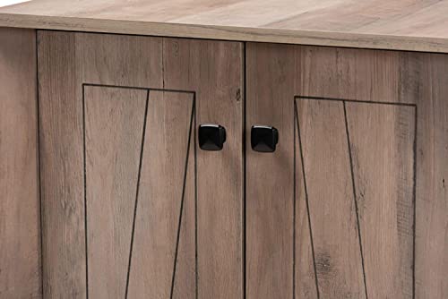 Baxton Studio Derek Modern and Contemporary Transitional Natural Oak Finished Wood 3-Door Shoe Cabinet