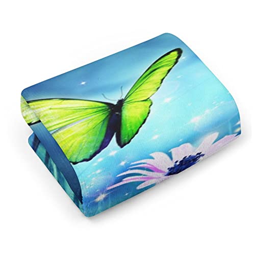 TsyTma Fairy Butterflies in Mystic Forest Hand Towels Blue Quick Dry Bathroom Washcloth 30 X 15 Inches for Beach Guest Hotel Spa Gym Sports Yoga Home