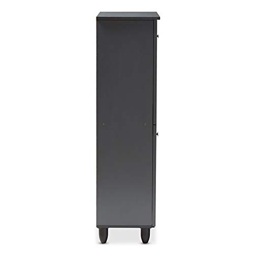 Baxton Studio Fernanda Modern and Contemporary Dark Gray 4-Door Wooden Entryway Shoe Storage Cabinet